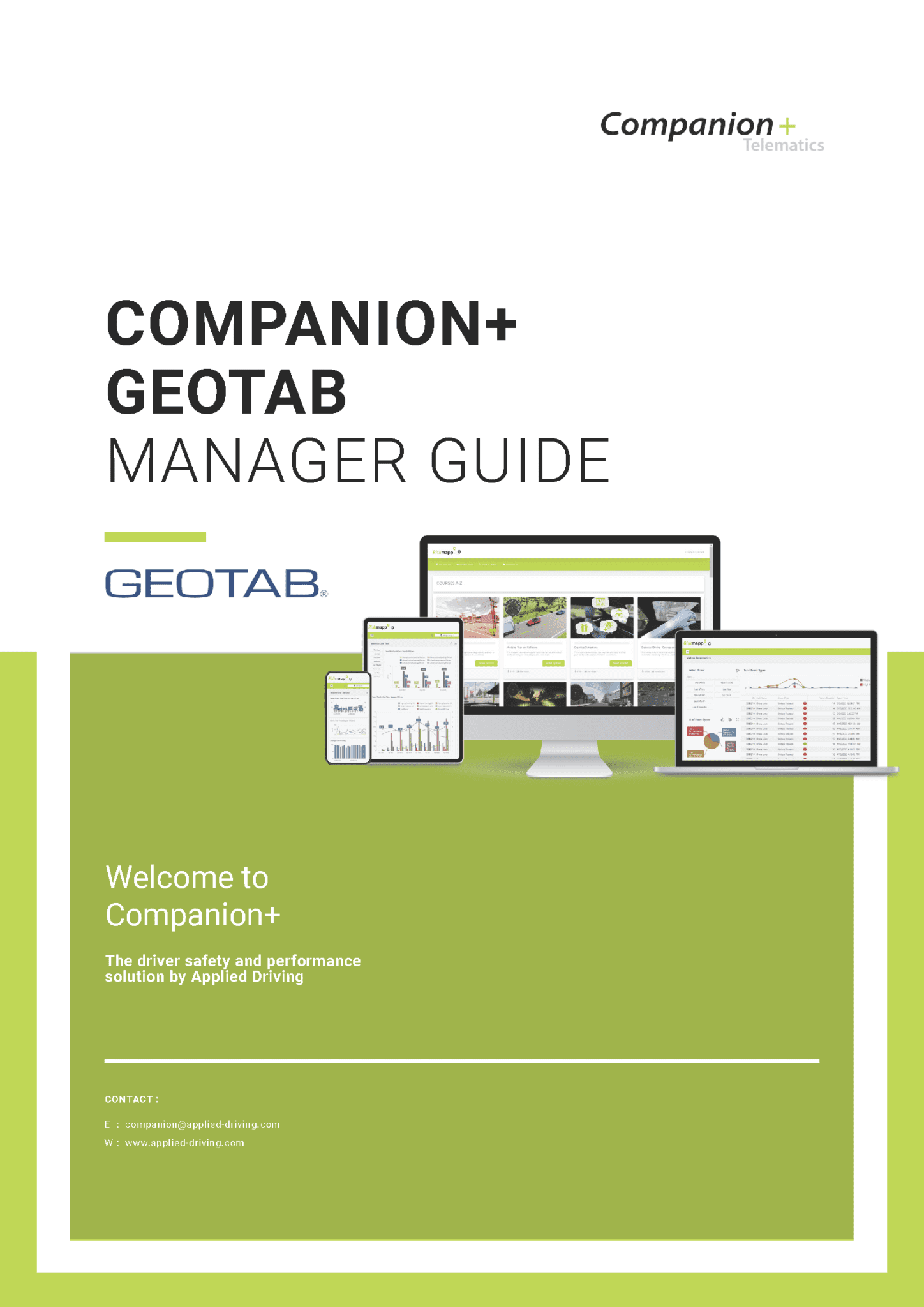 (Geotab) Companion+ Manager Guide | Applied Driving
