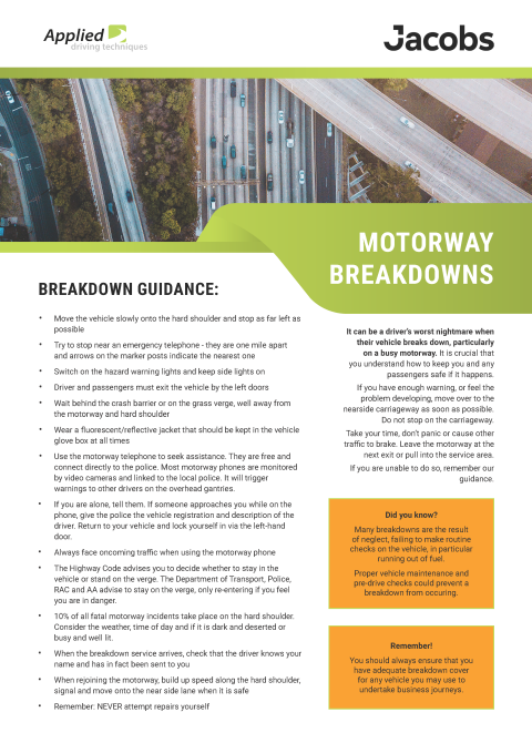 Motorway Breakdown (Jacobs) | Applied Driving